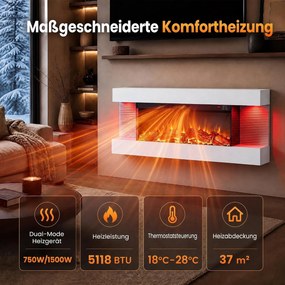 Costway Třístranný elektrický krb 102 cm s LED, bílý