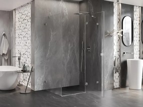 Mexen Lunar, pravostranný výklopný sprchový kout 85 x 90 cm, 8mm čiré sklo, ocelový profil, 834-085-090-97-00-P