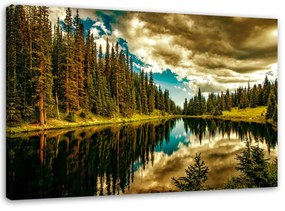 Obraz na plátně Lesní horské jezero Příroda - 60x40 cm