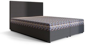 Manželská postel Boxspring 140 cm Skonto (tmavě šedá + vzor pletený) (s matrací a úložným prostorem). 1047347