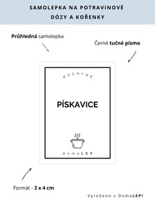 Samolepka na kořenky PIRI-PIRI průhledná 3 × 4 cm tučné písmo