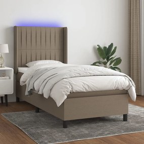 Box spring postel s matrací a LED taupe 90x200 cm textil 3138449
