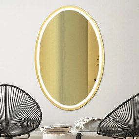 Zrcadlo Nordic Oval Gold LED - gold glass Rozměr: 45 X 65 cm