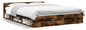 Rám postele se zásuvkami kouřový dub 140 x 200 cm kompozit