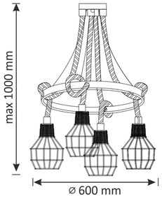 LED Lustr na lanku ROPE ALEGRA 4xE27/10W/230V
