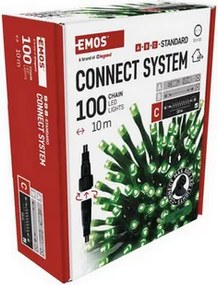 Propojovací vánoční řetěz bez zdroje EMOS Connecting D1AG01 ZY1927 100LED 10m zelená