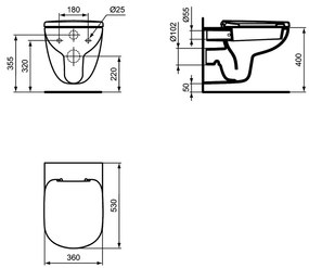 Ideal Standard Tempo- Závěsné WC, 36x53cm, T331101