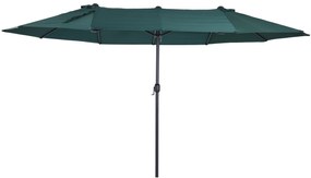 Balkonový slunečník Outsunny Doppler, 460 x 270 x 241 cm, Ø2,7 m, s křížovou podstavou, závažím, ruční klikou, vysoká stabilita, polyester, ABS, tmav…