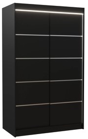 ADRK Šatní skříň posuvná s LED osvětlením BENISSO B 120 L, černá