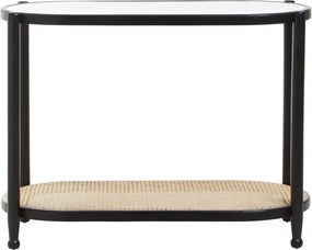 Černý/v přírodní barvě konzolový stolek se skleněnou deskou 49x100 cm Cebu – Premier Housewares