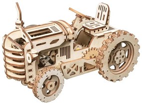 RoboTime 3D dřevěná mechanická skládačka Traktor