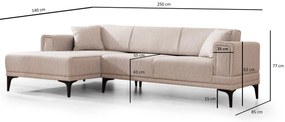 Hanah Home Rohová pohovka HORIZON béžová levá