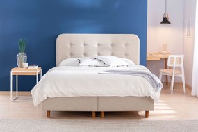 Krémová postel s úložným prostorem a s čelem LUNA Notte, 160x200