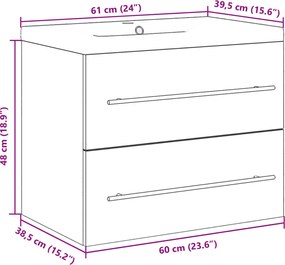 vidaXL Skříňka se zápustným umyvadlem dřevotříska [3325046] Barva: kouřový dub