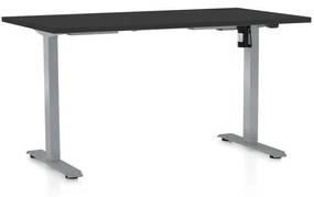 Výškově nastavitelný stůl OfficeTech A, 140 x 80 cm, šedá podnož, černá