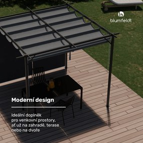 Blumfeldt Pantheon Robust Pergola, 3x3 m práškově lakovaná ocel odolná vůči povětrnostním vlivům s bočními roletami