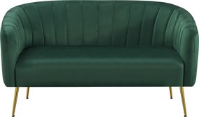 Designový 2-sed, tmavě zelená Velvet látka/gold chrom-zlatý, BAGY