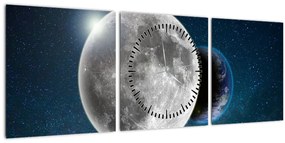 Obraz - Země v zákrytu Měsíce (s hodinami) (90x30 cm)