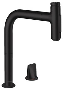 Hansgrohe M71, dřezová baterie M7120-H200 v vytahovací sprškou, 2-otvorová instalace, sBox, černá matná, 73818670