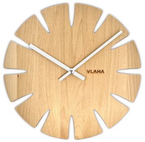 VLAHA Přírodní bukové hodiny vyrobené v Čechách se stříbrnými ručkami ⌀32,5cm VCT1010