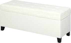 HOMCOM úložná lavice 112L, lavice z lněné látky, polstrované sedadlo, 120 x 40 x 48 cm, krémová