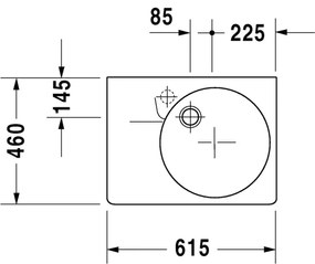 Duravit Scola - Univerzální umyvadlo, mycí plocha vpravo, 1 otvor pro armaturu predpichnutý, 615 x 460 mm, bílé 0685600000