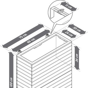 Tchibo - Prvek pro rozdělení prostoru s truhlíkem »Tinus« - barva: hnědá