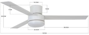 BAYSIDE 213036 - LED Stropní ventilátor LAGOON GX53/17W/230V bílá + DO