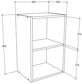 VCM Horní kuchyňská skříňka Esilo, 40 cm, bílá