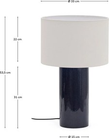 Modrá stolní lampa s textilním stínidlem (výška 53,5 cm) Toneric – Kave Home