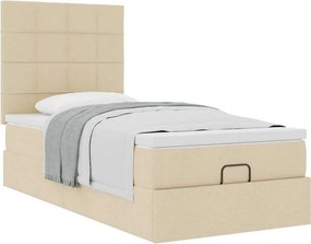Osmanský rám postele s matrací krémově 80x200cm textil 3313117