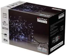 Hustý LED vánoční řetěz 8m, venkovní, studené světlo, 400 LED, 6W, do zásuvky, 8 režimů