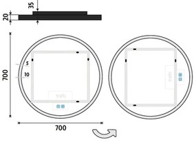 NIMCO ZPC 28001RVX-90 - LED Koupelnové zrcadlo 3000-6500K pr. 70 cm IP44