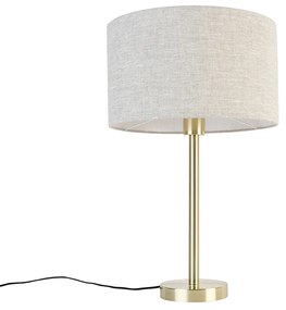 Klasická stolní lampa mosazná se světle šedým stínítkem 35 cm - Simplo