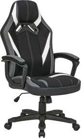 XXXLutz HERNÍ ŽIDLE, vzhled kůže, mikrovlákno, šedá, černá, bílá Xora - Herní židle - 001884001901