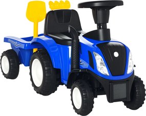 HOMCOM Dětský traktůrek NEW HOLLAND na sezení s řízením, světly, a lopatou - Digger pro děti do 25kg, vhodný pro děti 1-3 roky | Aosom