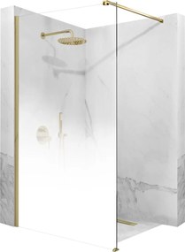 Rea Aero Ombre, sprchová zástěna Walk-In 110x195 cm, 8mm čiré sklo s bílým vzorem, zlatý matný profil, REA-K2465