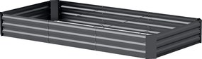Outsunny Zahradní Truhlík, Obdélníkový Vyvýšený Záhon s Bezpečnostním Okrajem a Otevřeným Dnem, pro Květiny a Bylinky, 240 x 120 x 30 cm, Tmavě Šedý |