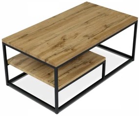 Konferenční stolek s policí 110x60 divoký dub, černý kov AHG-268 OAK