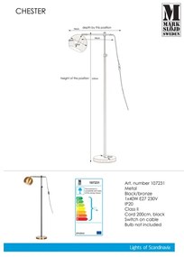 Markslöjd 107231 - Stojací lampa CHESTER 1xE27/40W/230V černá/bronz