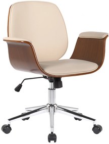 Kancelářská židle Kemberg ~ koženka, dřevo ořech - Krémová