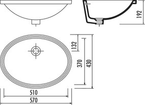 Sapho TP216 umyvadlo pod desku 57 x 43 cm