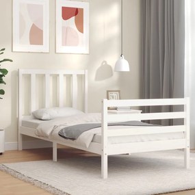 vidaXL Rám postele s čelem 100 x 200 cm masivní dřevo [3193850] Barva: Bílá