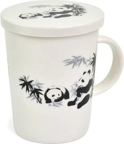 Hrnek royal tea porcelánový hrnek se sítkem bílý panda