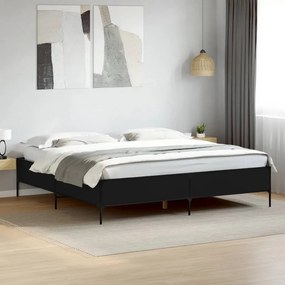 Rám postele černý 200 x 200 cm kompozitní dřevo a kov 3279777