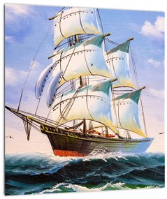 Obraz lodě na vlnách (30x30 cm)
