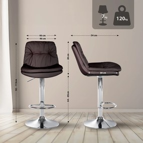 Barová židle Laurel umělá kůže chromovaná konstrukce – hnědá