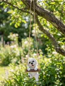 Sinsay - Závěsná zahradní dekorace – pejsek na houpačce - bílá