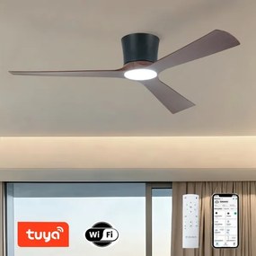 ZEVENTI - LED Stropní ventilátor AUREX LED/24W/230V Wi-Fi Tuya černá/ořech + DO