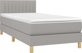 Box spring postel s matrací a LED světle šedá 100x200 cm textil 3133853
